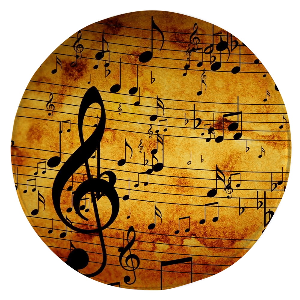 Cartoon Flannel Carpet Musical Note 3D Print Round Area Rug for Living ...