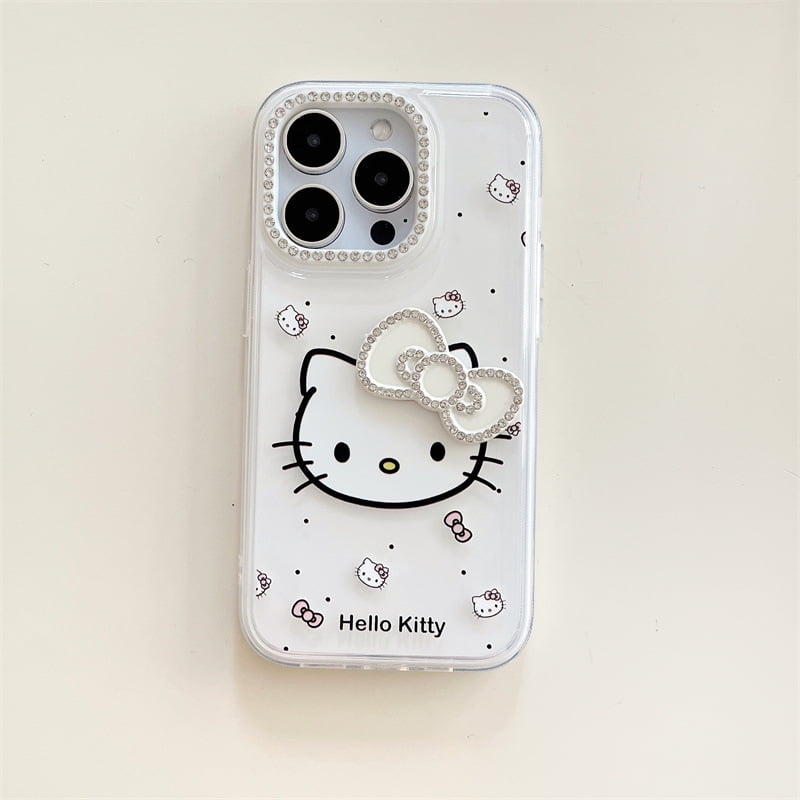 Cartoon Flash Diamond Bow KT Cat Phone Case for iPhone 14/13/12/11 ...