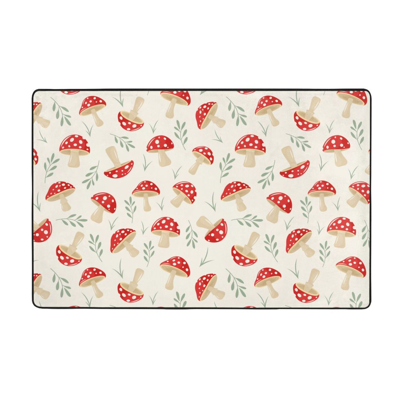 Cartoon Flat Mushrooms Shaggy Area Rug, Rugs for Living Room Bedroom ...