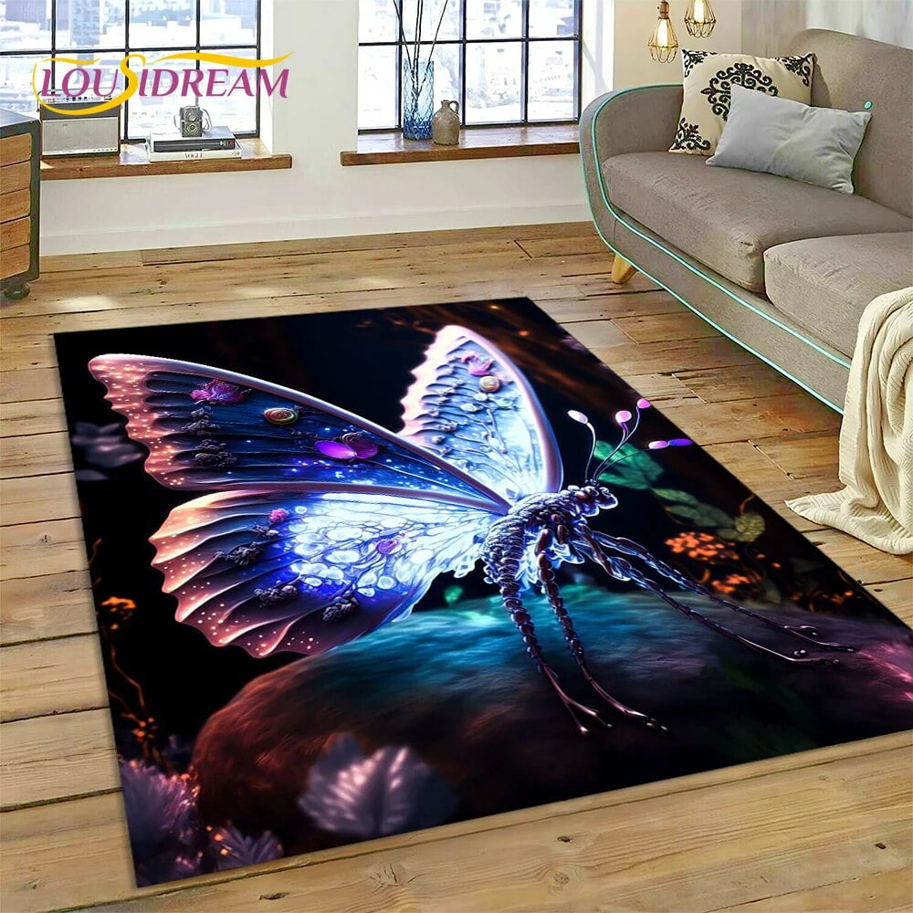 Cartoon Flower Fantasy Butterfly HD Carpet Rug for Home Living Room ...