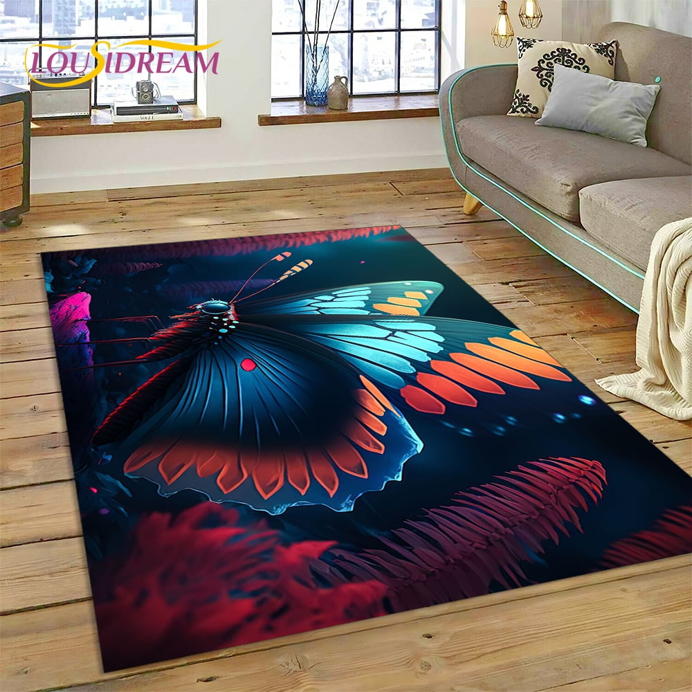 Cartoon Flower Fantasy Butterfly HD Carpet Rug for Home Living Room ...