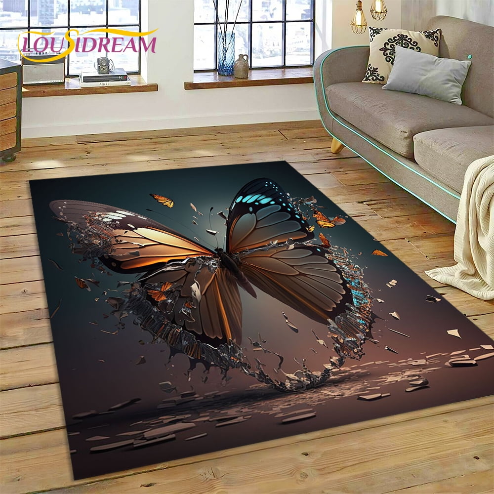 Cartoon Flower Fantasy Butterfly HD Carpet Rug for Home Living Room ...