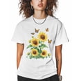 Cartoon Flower T Shirts for Women Short Sleeve Cotton Crewneck T-Shirt ...
