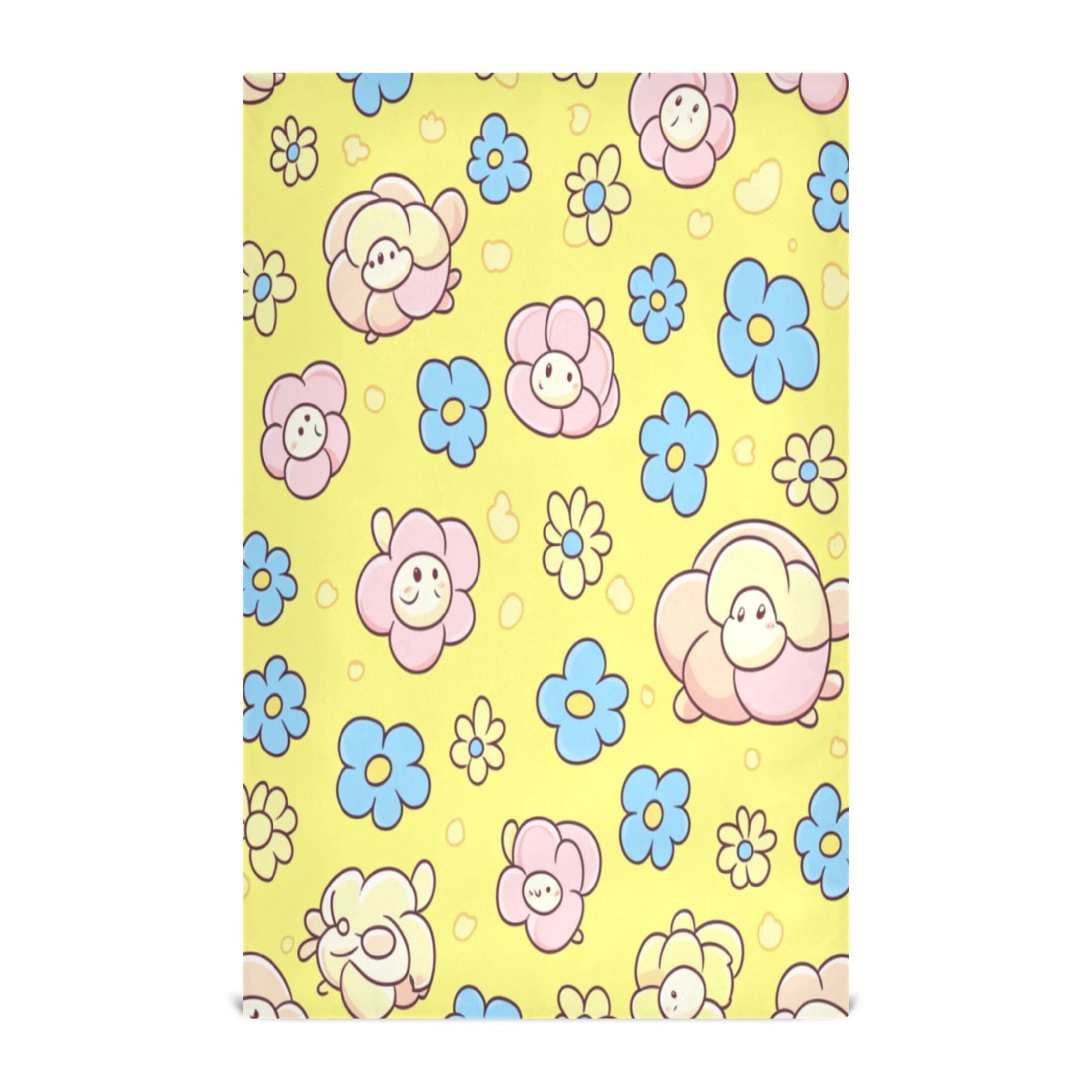Cartoon Flowers Pattern Kitchen Towels Dishcloth Decorative Waffle ...