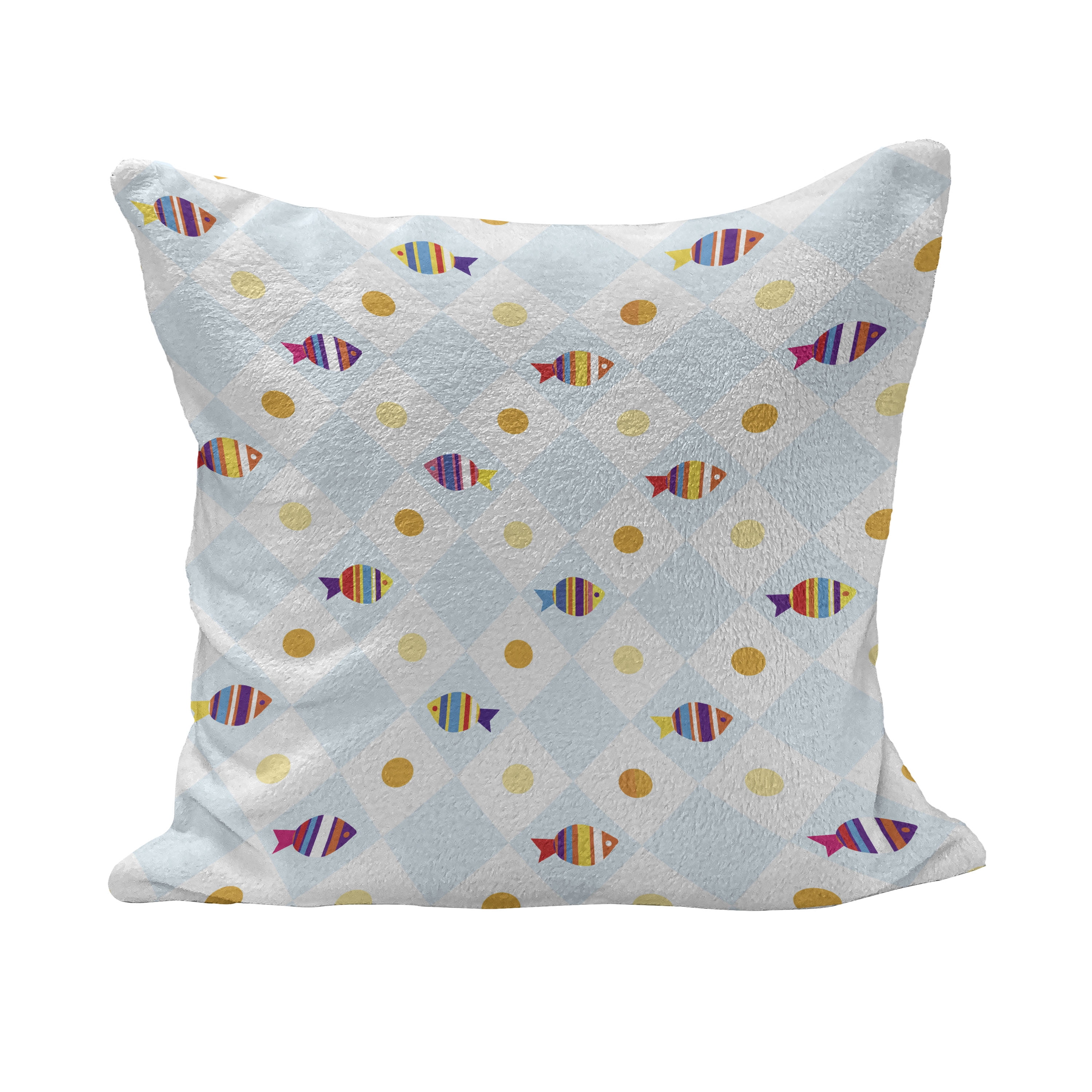 Cartoon Fluffy Throw Pillow Cushion Cover, Aquarium Themed Fish ...