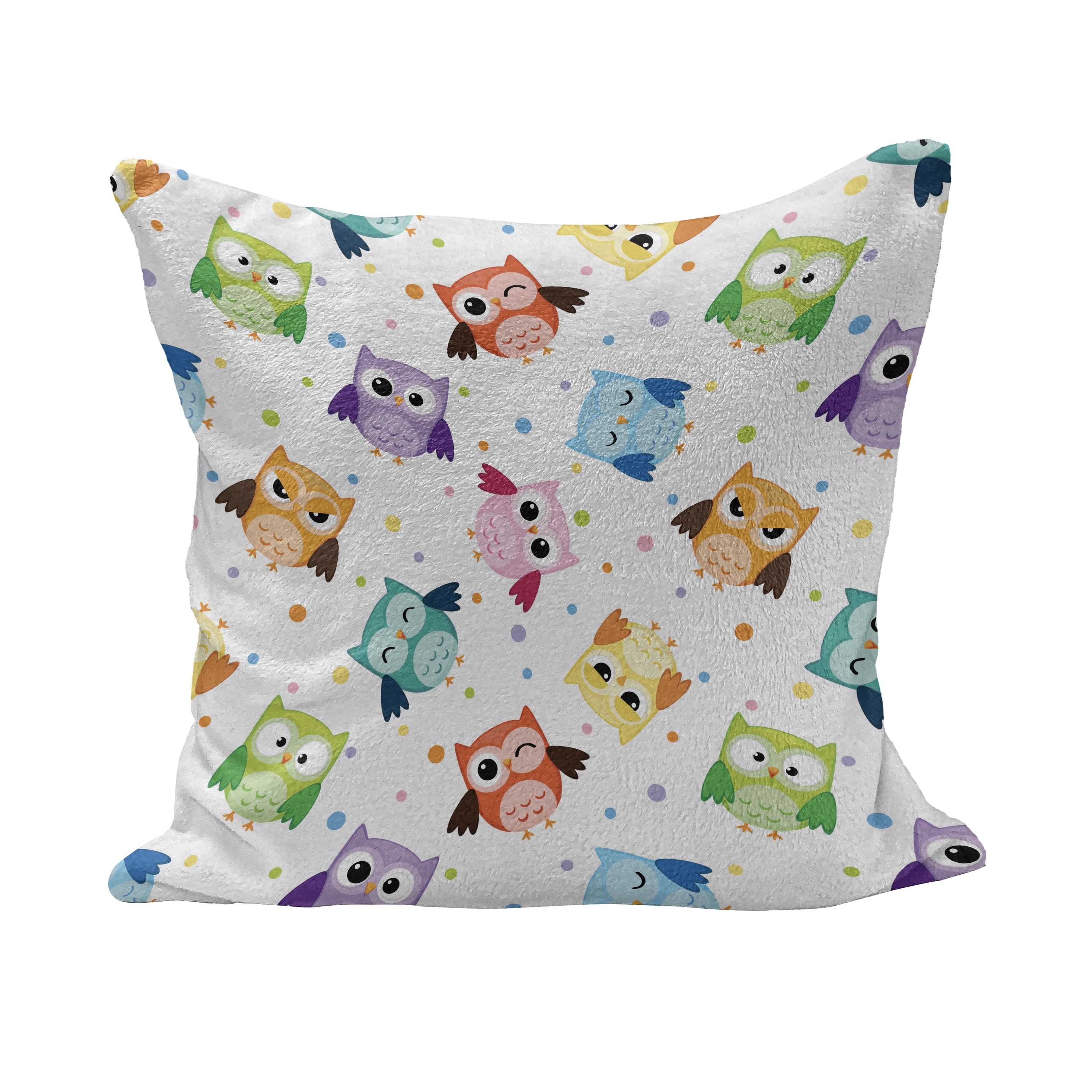 Cartoon Fluffy Throw Pillow Cushion Cover, Dotted Background Colorful ...