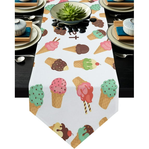 Cartoon Food Ice Cream Cup Table Runner Home r Tablecloth Wedding Party ...