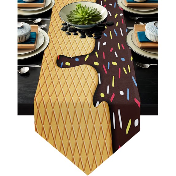 Cartoon Food Ice Cream Cup Table Runner Home r Tablecloth Wedding Party ...