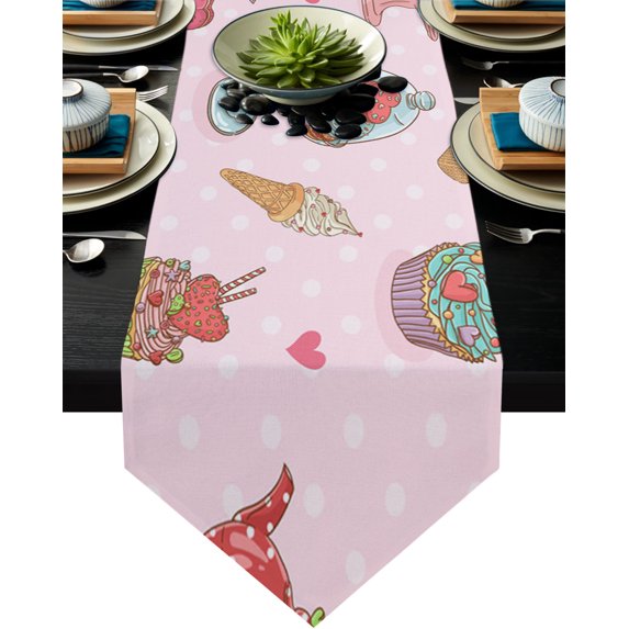 Cartoon Food Ice Cream Cup Table Runner Home r Tablecloth Wedding Party ...