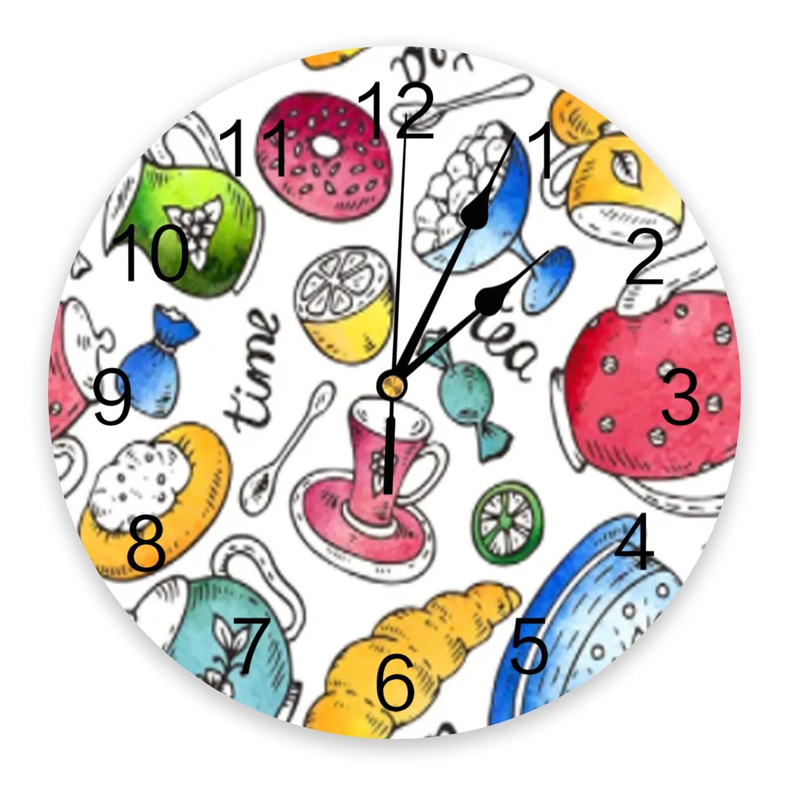 Cartoon Food Ice Cream Cup Wall Clock Home Decor Bedroom Silent Oclock ...