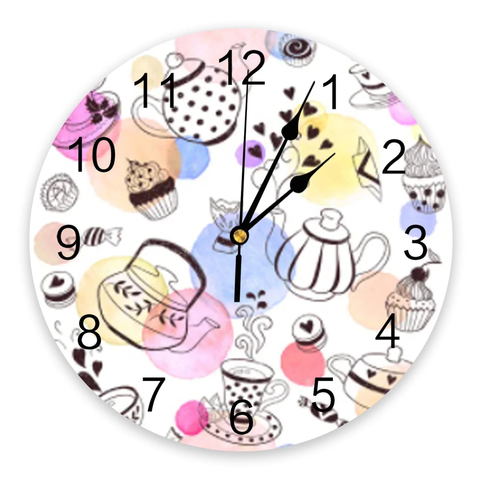 Cartoon Food Ice Cream Cup Wall Clock Home Decor Bedroom Silent Oclock ...