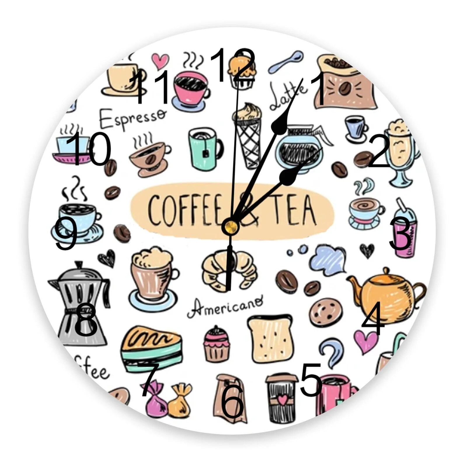 Cartoon Food Ice Cream Cup Wall Clock Home Decor Bedroom Silent Oclock ...