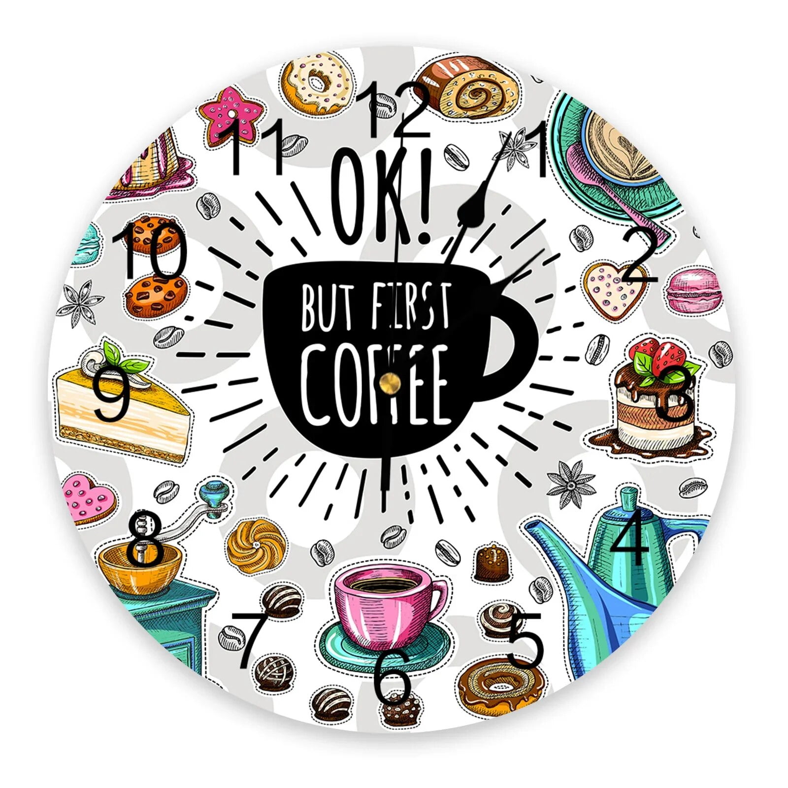 Cartoon Food Ice Cream Cup Wall Clock Home Decor Silent Wall Clock ...