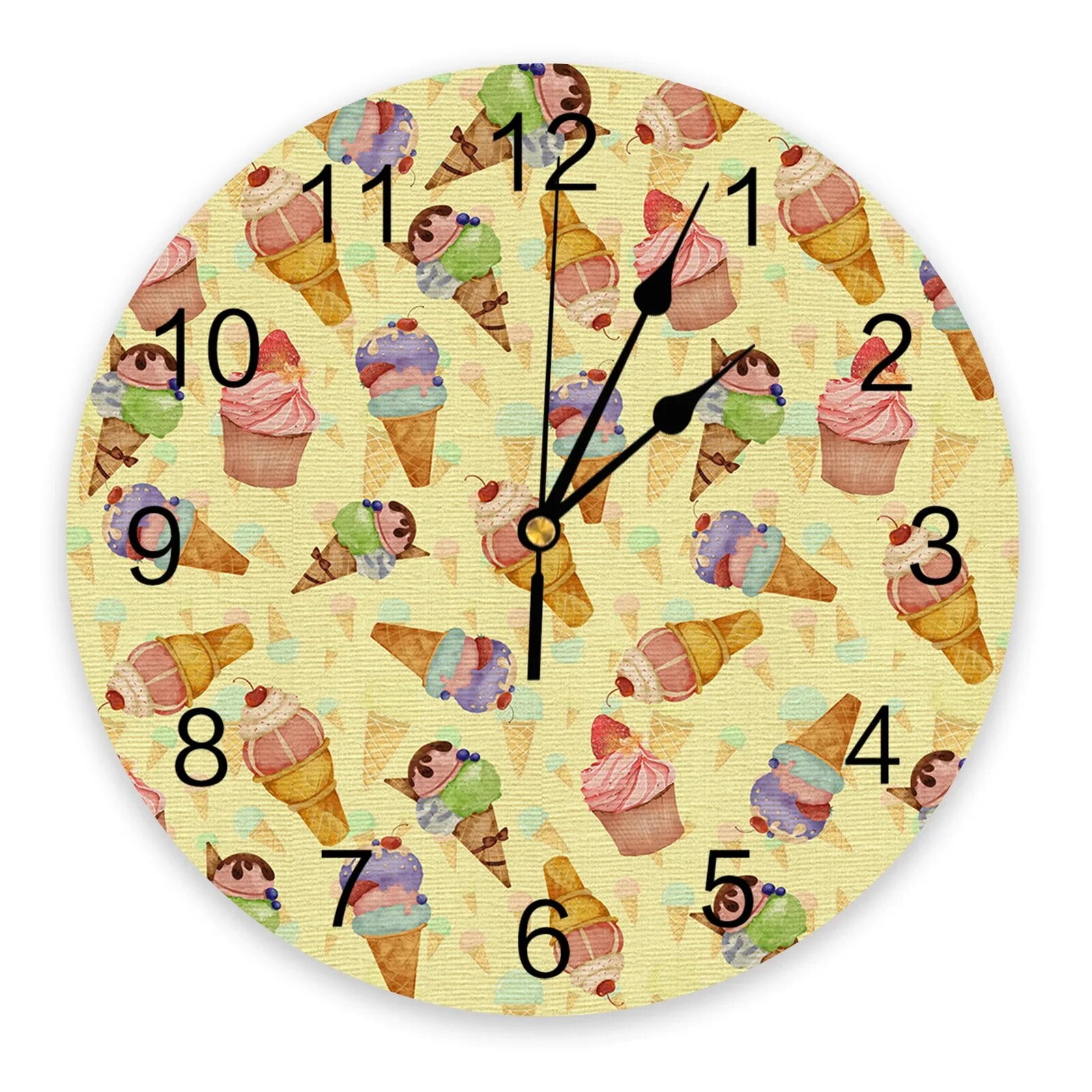 Cartoon Food Ice Cream Cup Wall Clock Home Decor Silent Wall Clock ...