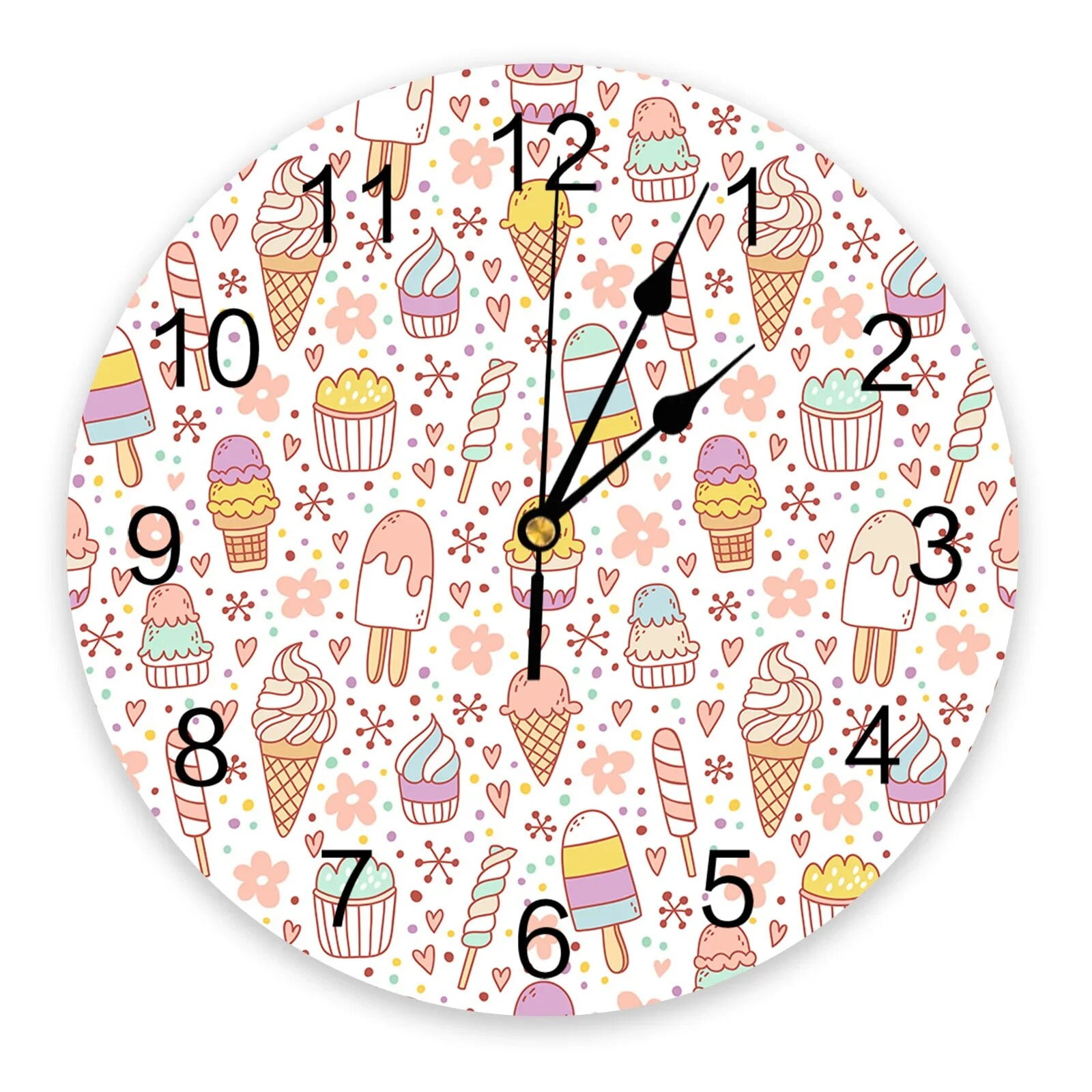 Cartoon Food Ice Cream Cup Wall Clock Home Decor Silent Wall Clock ...