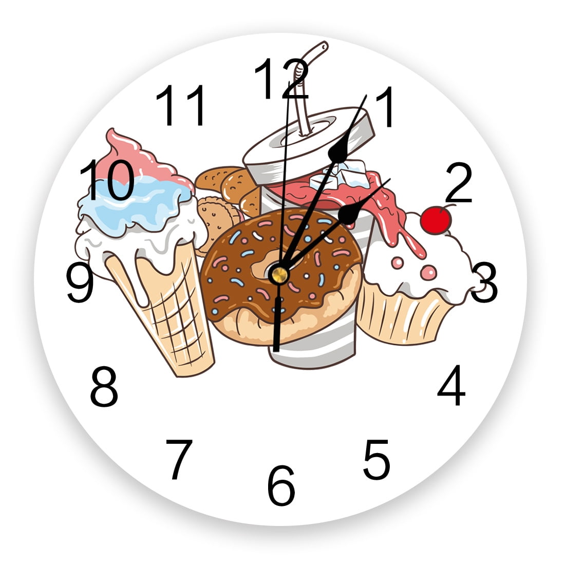 Cartoon Food Ice Cream Cup Wall Clock Home r Silent Wall Clock Modern ...