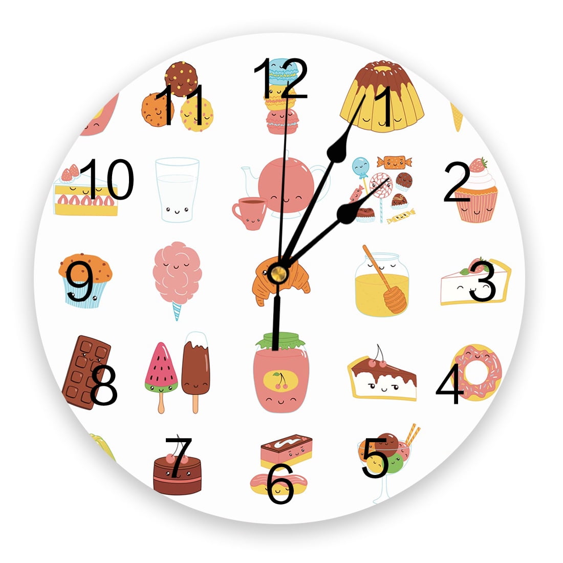 Cartoon Food Ice Cream Cup Wall Clock Home r Silent Wall Clock Modern ...