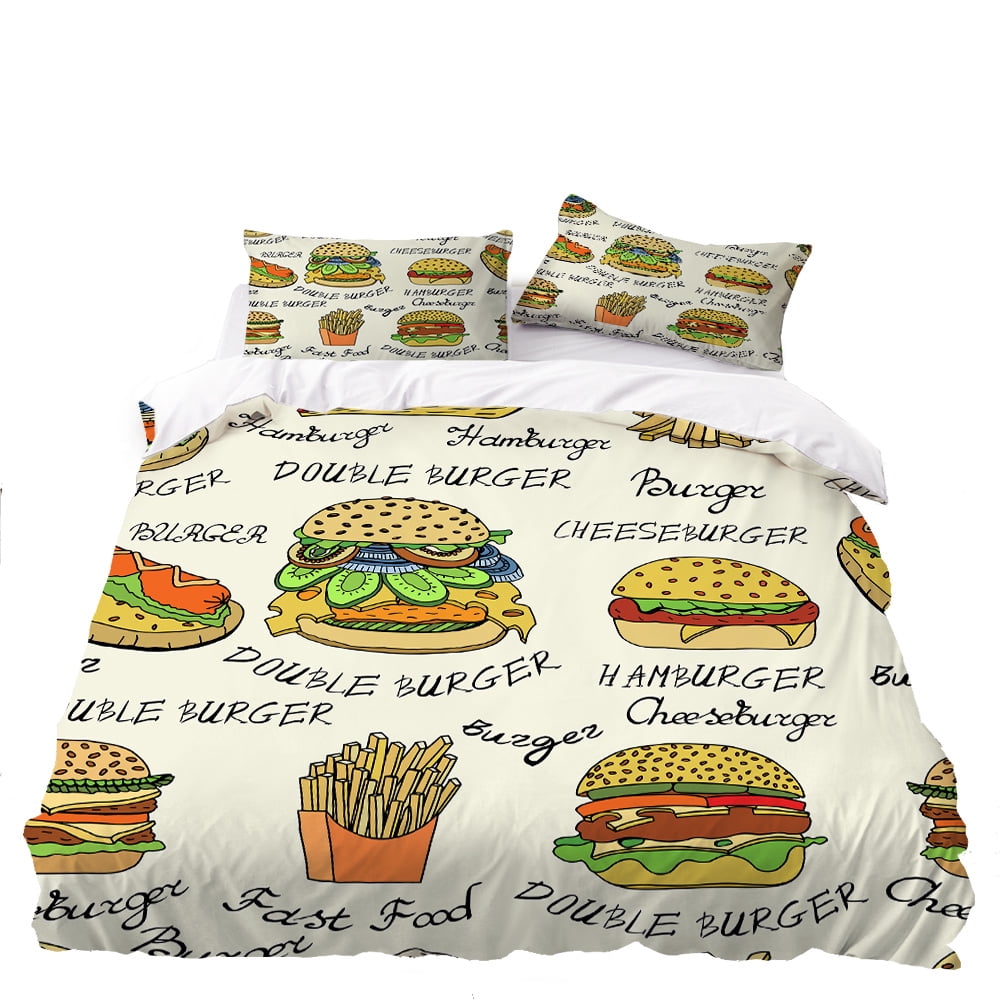 Cartoon Food King Duvet Cover American Fast Food Bedding Set Kids Teens ...