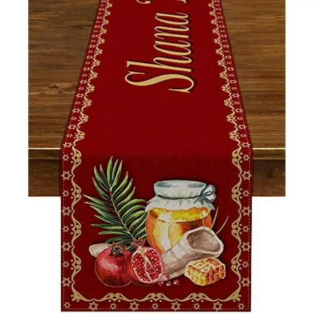 Cartoon Food Linen Table Runner Holiday Party ration Modern Dining ...