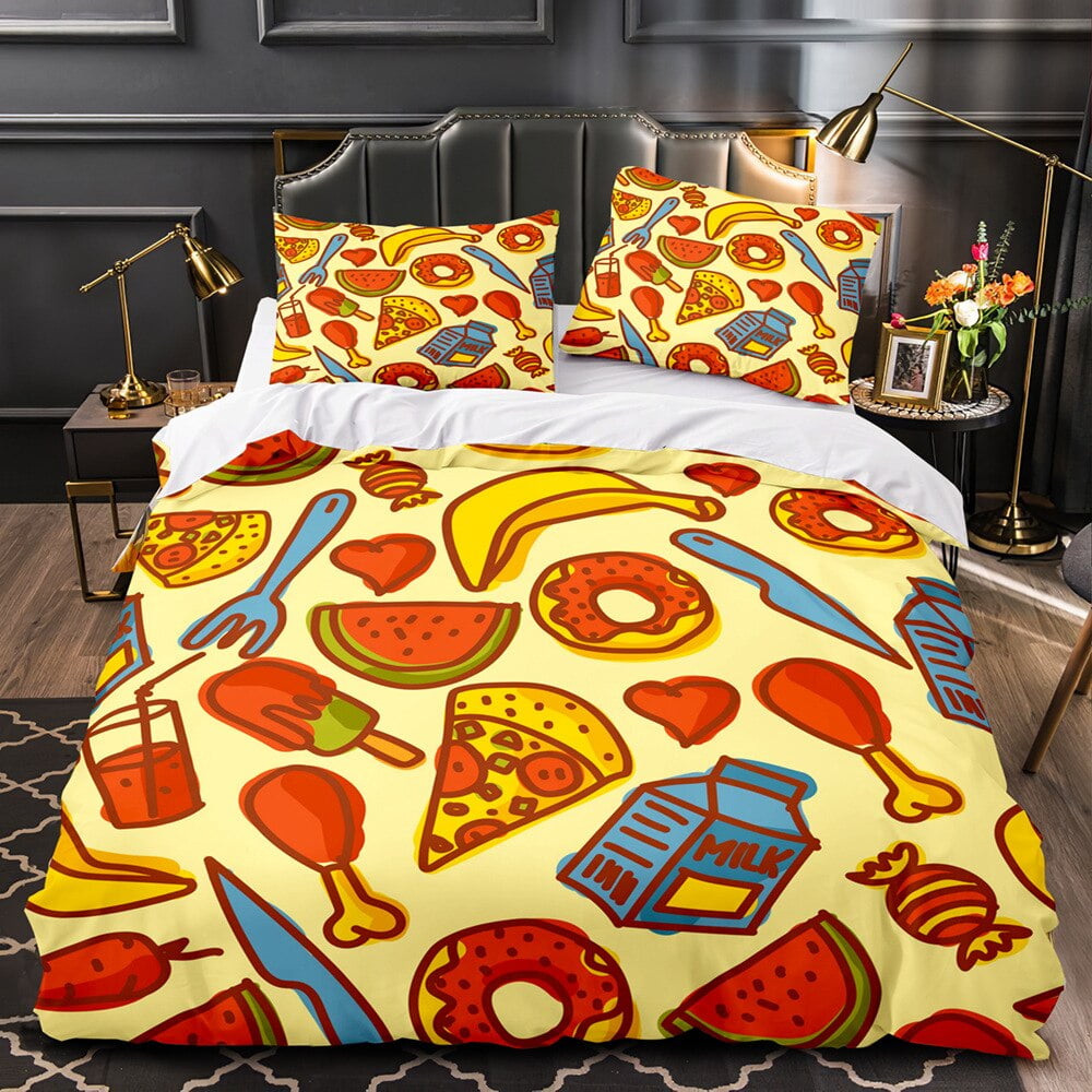 Cartoon Foods Duvet Cover Delicious Pie for Kids Teen American Fast ...