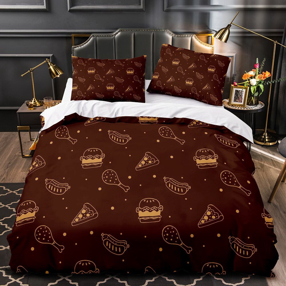 Cartoon Foods Duvet Cover Delicious Pie for Kids Teen American Fast ...