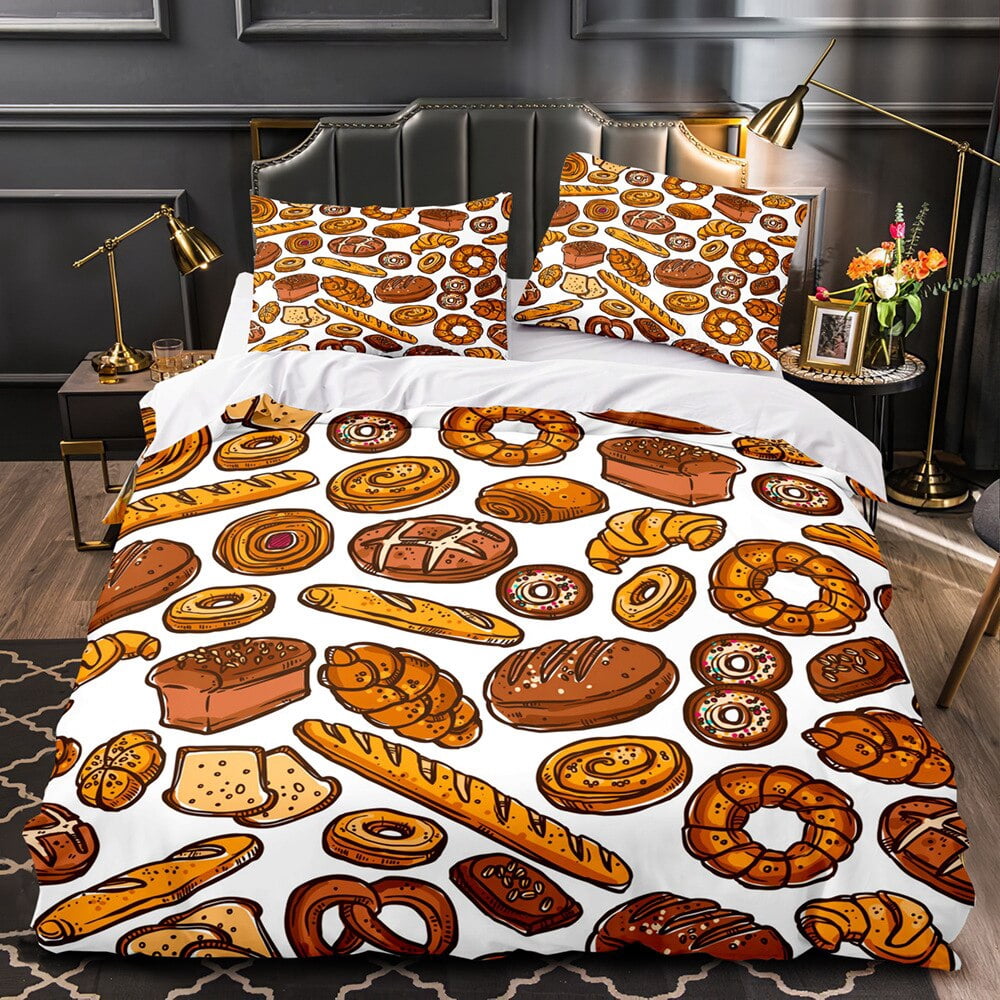 Cartoon Foods Duvet Cover Delicious Pie for Kids Teen American Fast ...