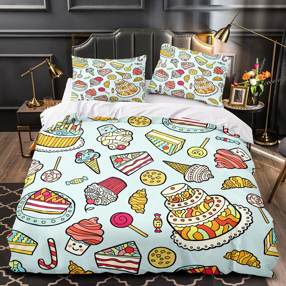 Cartoon Foods Duvet Cover Delicious Pie for Kids Teen American Fast ...