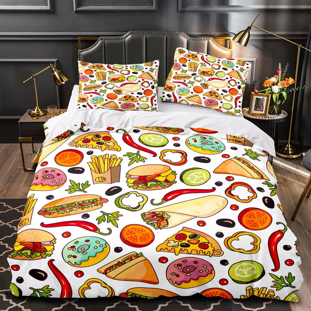 Cartoon Foods Duvet Cover Delicious Pie for Kids Teen American Fast ...
