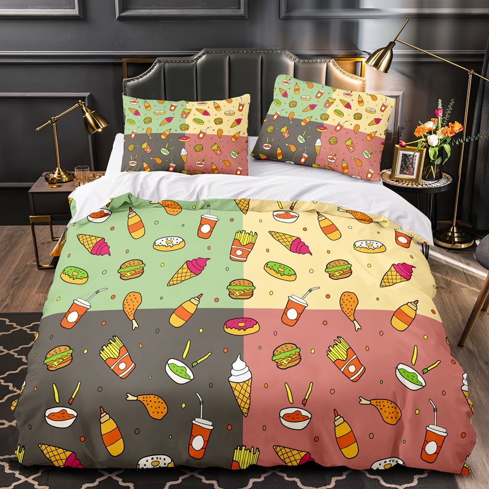 Cartoon Foods Duvet Cover Delicious Pie for Kids Teen American Fast ...