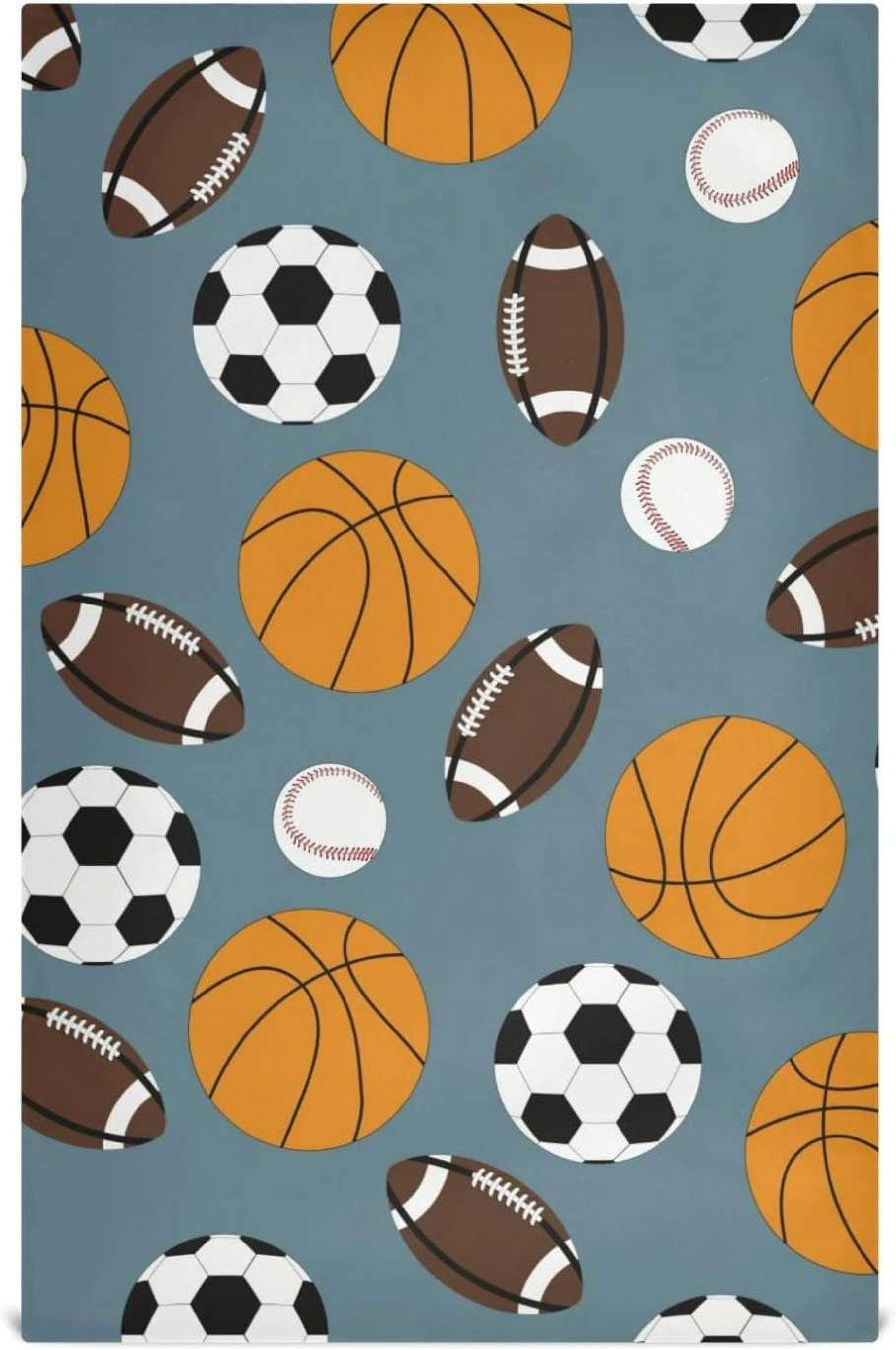 Cartoon Football Basketball Baseball Kitchen Dish Towels Set of 1 ...