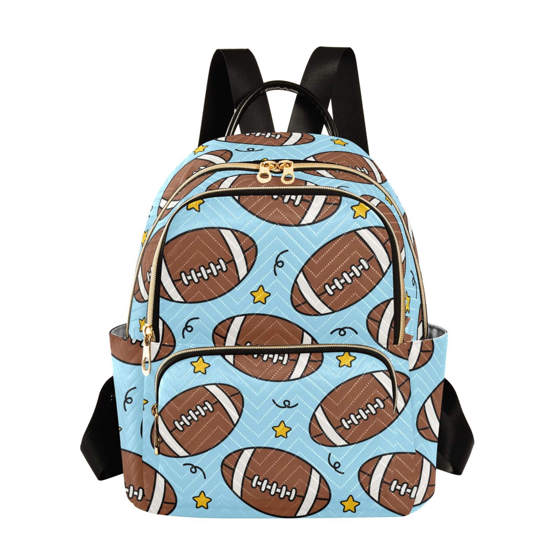 Cartoon Football Fashion Backpack Quilted Lightweight Women Travel ...