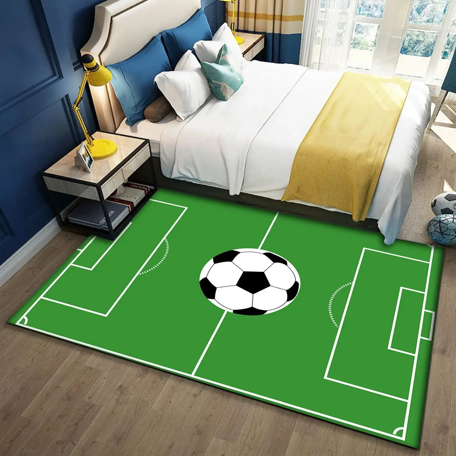Cartoon Football Field Area Rug Bedroom Living Room Anti-slip Carpet ...