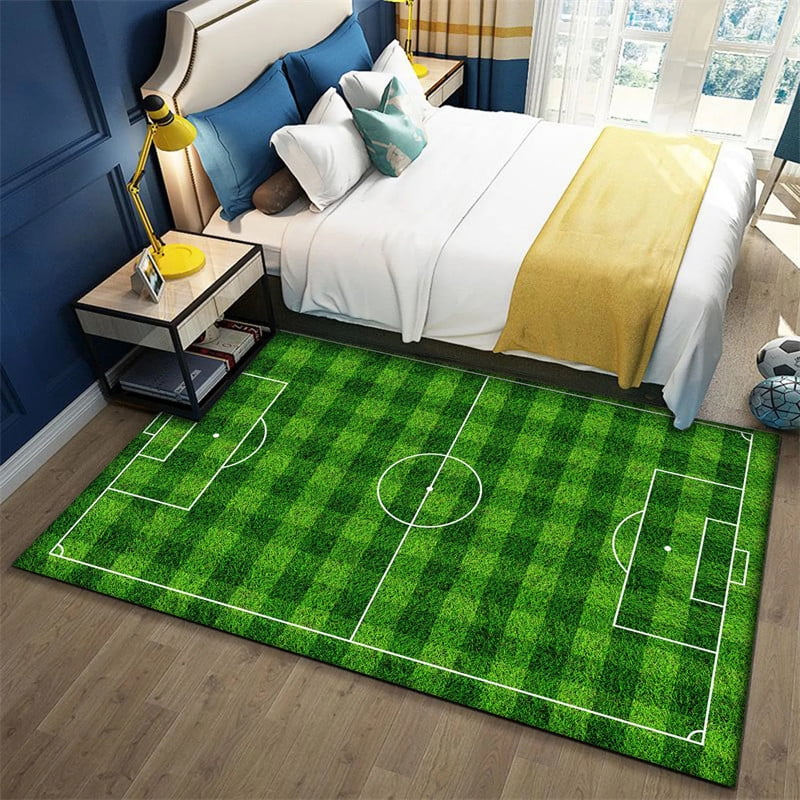 Cartoon Football Field Carpet Sports Theme Play Mat for Green Soccer ...