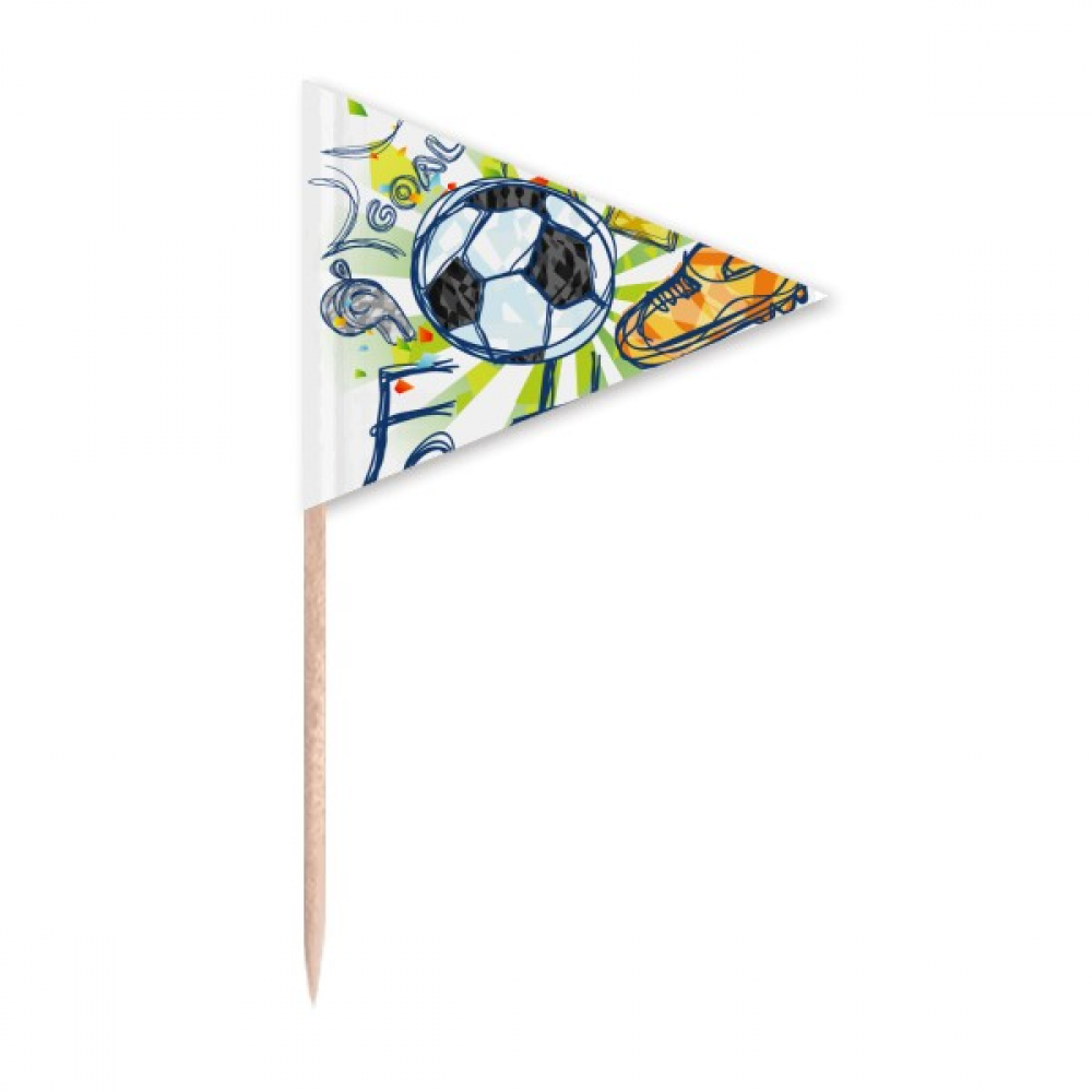 Cartoon Football Series Pattern Soccer Toothpick Triangle Cupcake ...