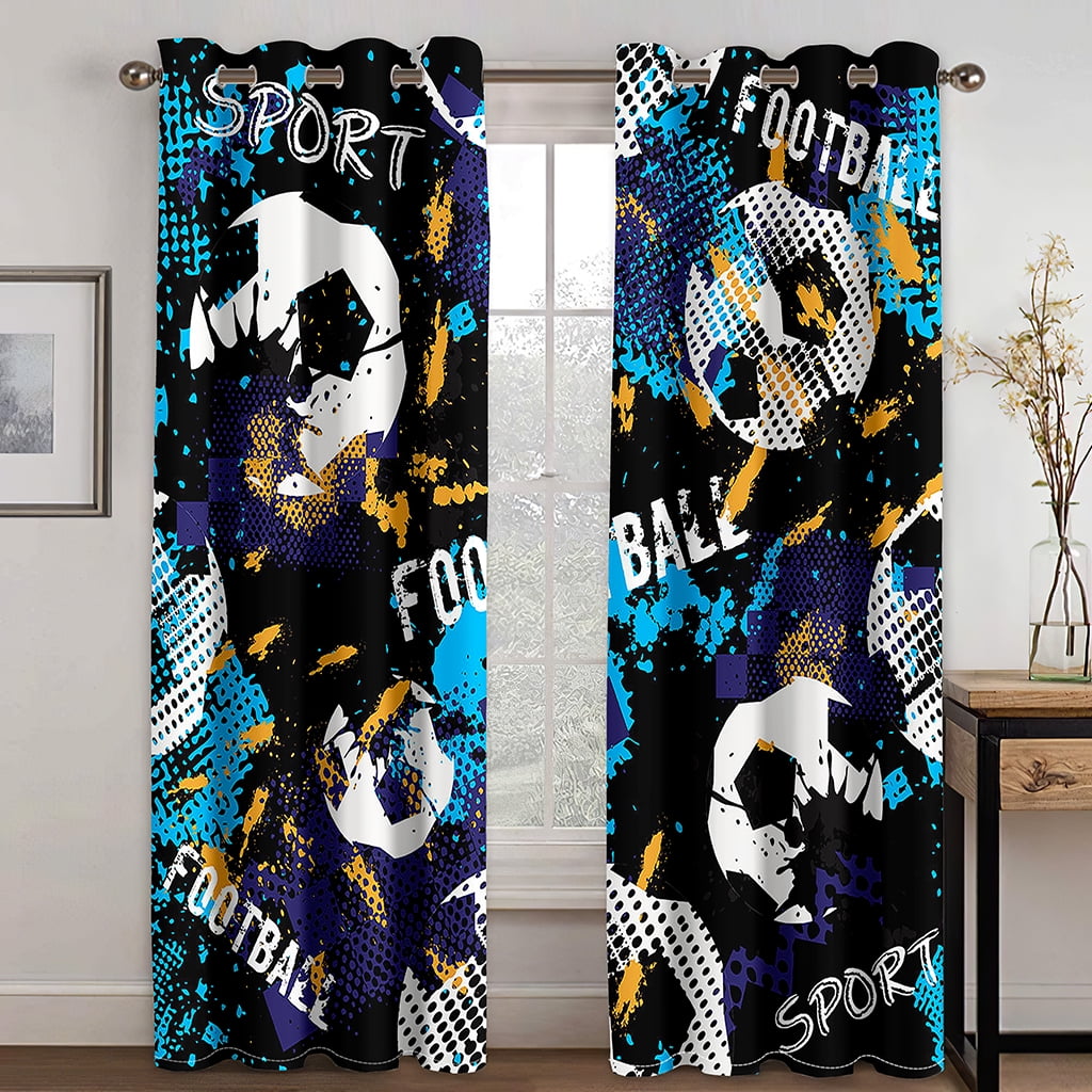 Cartoon Football Soccer Sports Free Shipping Window Curtains For Living ...