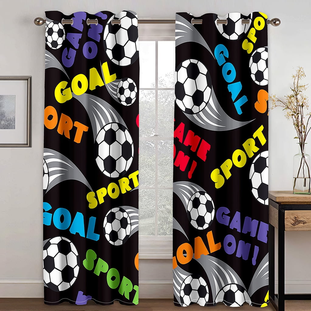Cartoon Football Soccer Sports Free Shipping Window Curtains For Living ...