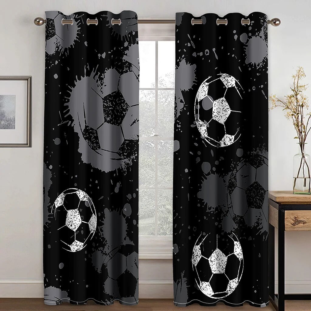 Cartoon Football Soccer Sports Free Shipping Window Curtains For Living ...