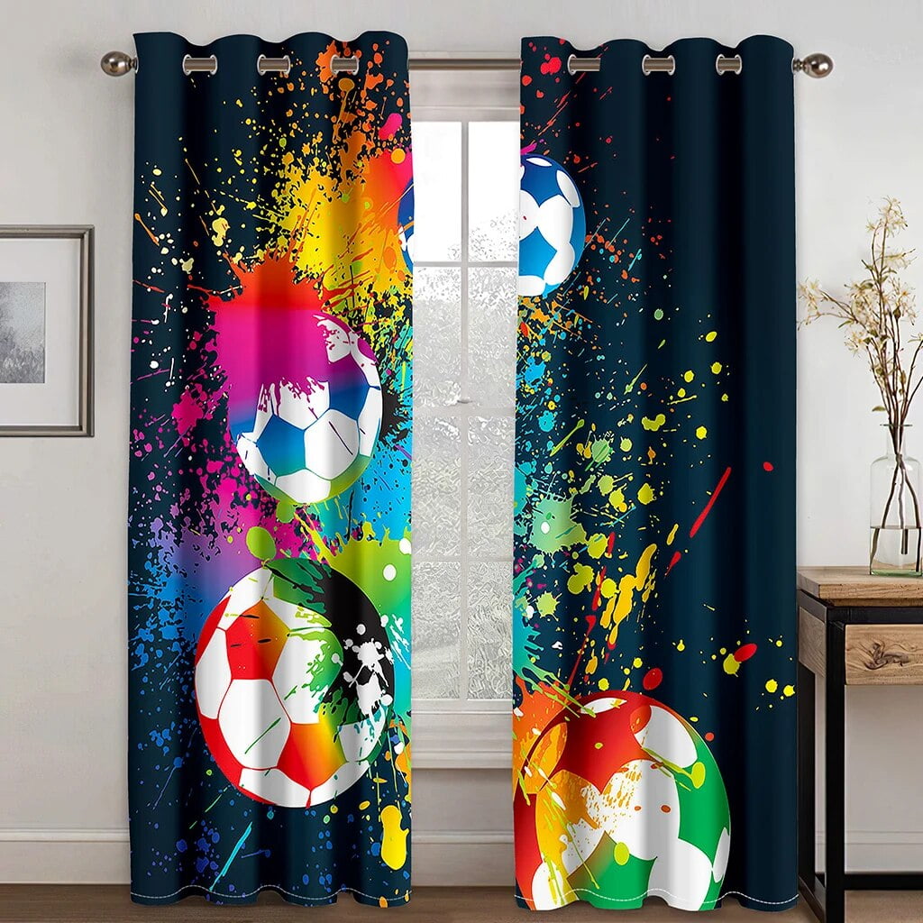 Cartoon Football Soccer Sports Free Shipping Window Curtains For Living ...