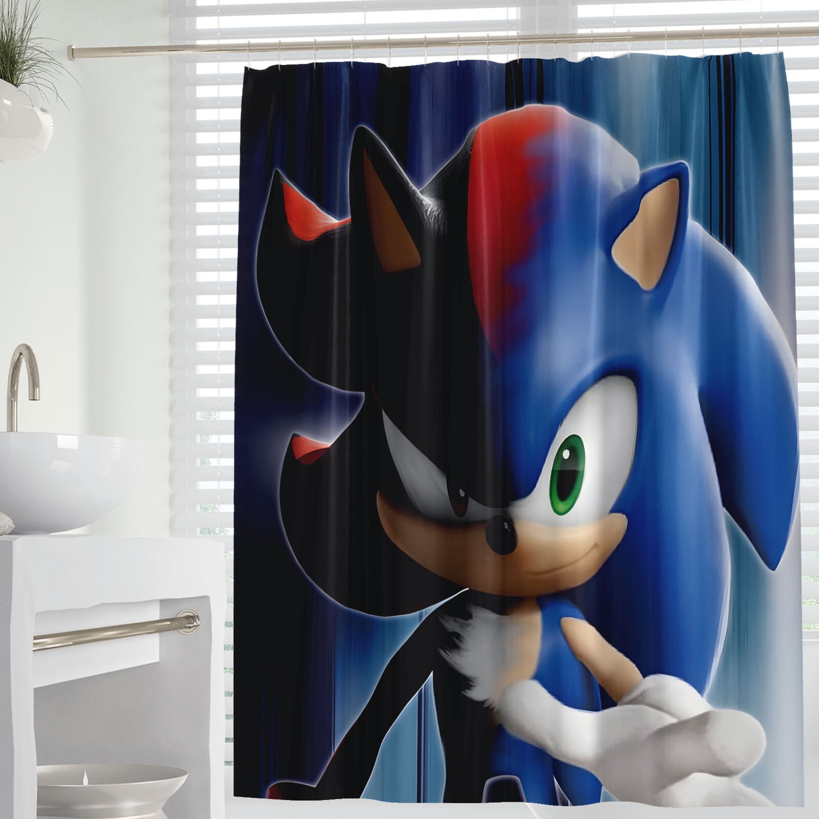 Cartoon For Sonic Themed Shower Curtain for Bathroom Decor,Durable Waterproof Polyester Fabric ...