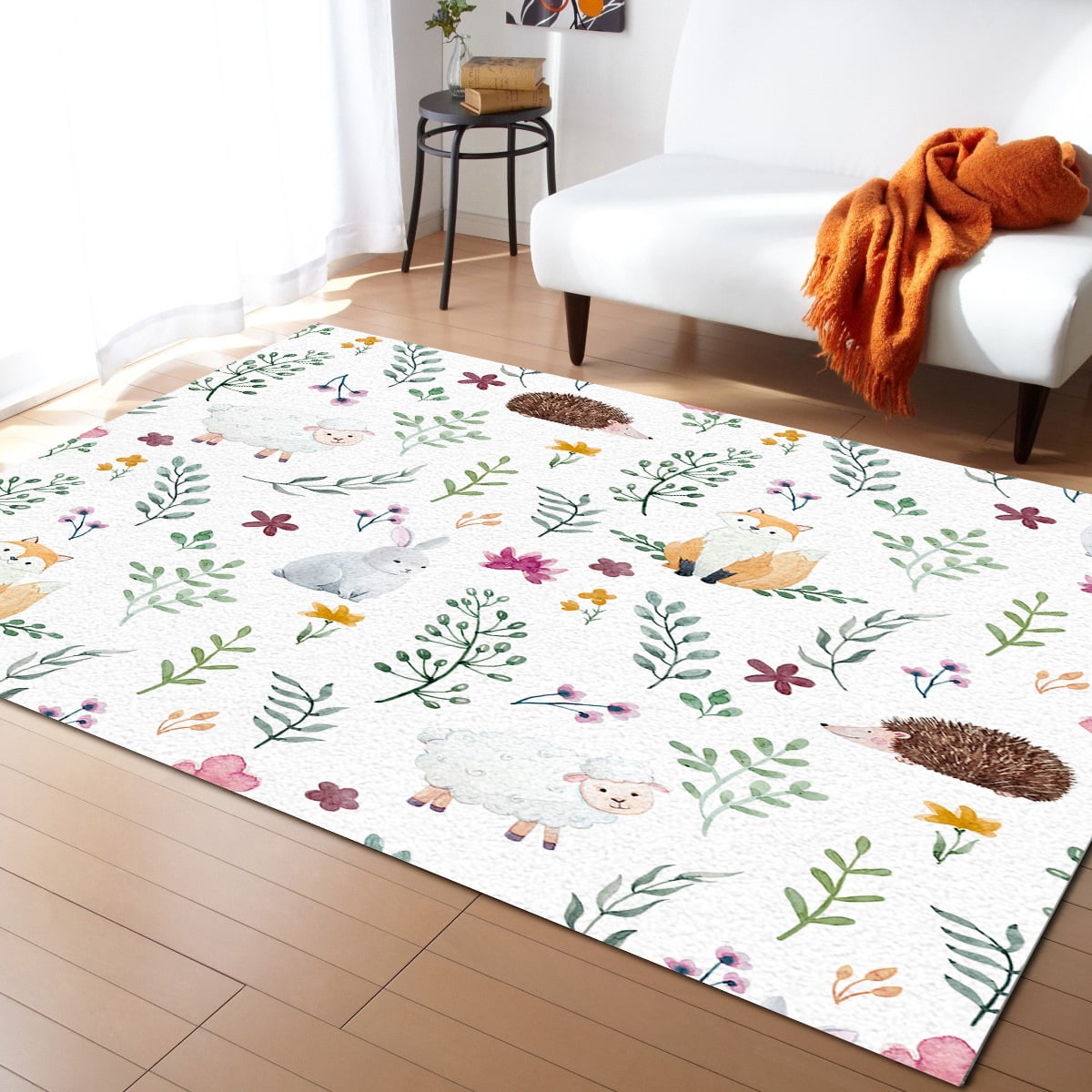 Cartoon Forest Animal Carpet Tree Fox Bear Rabbit Carpets for Bedroom ...