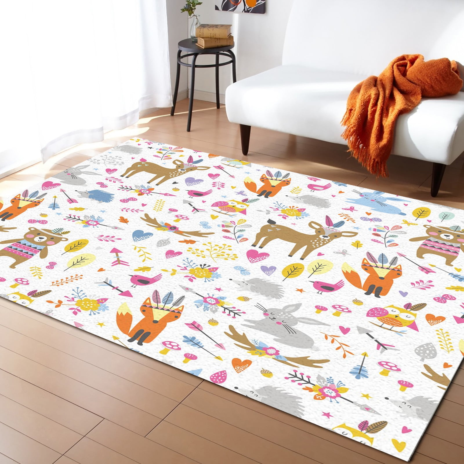 Cartoon Forest Animal Carpet Tree Fox Bear Rabbit Carpets for Bedroom ...