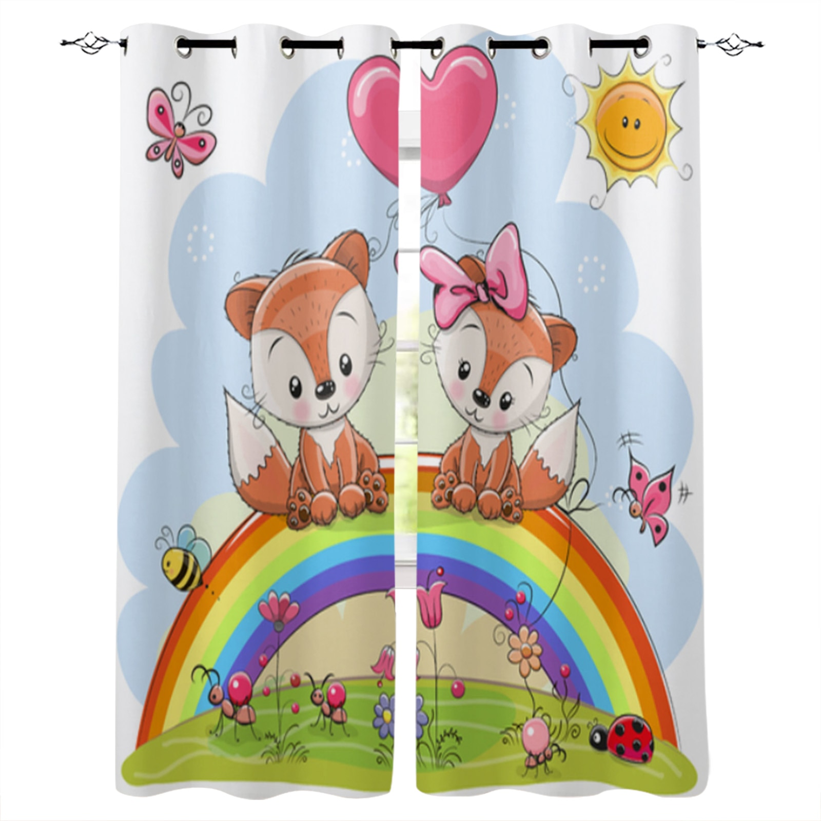 Cartoon Fox Animals Window Curtains Curtains for Living Room Decorative ...
