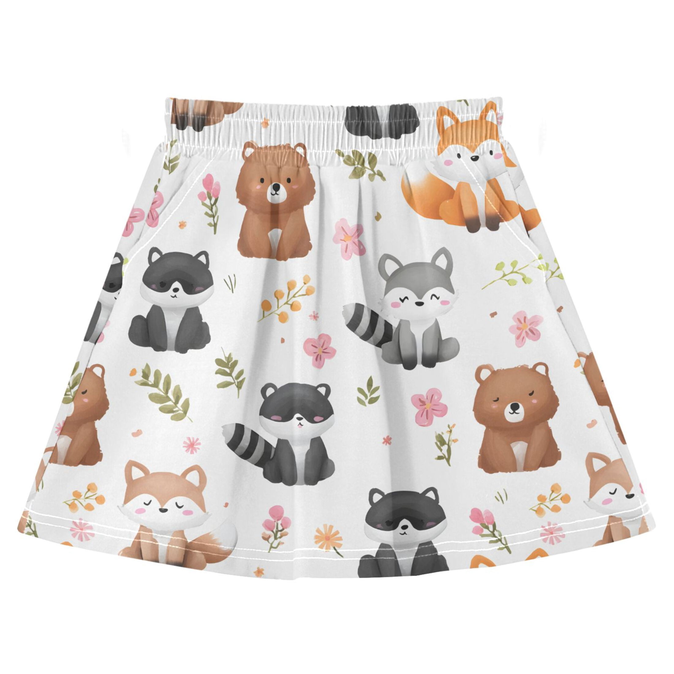 Cartoon Fox Athletic Skirt with Pockets and Built-in Shorts for 3-8Y ...