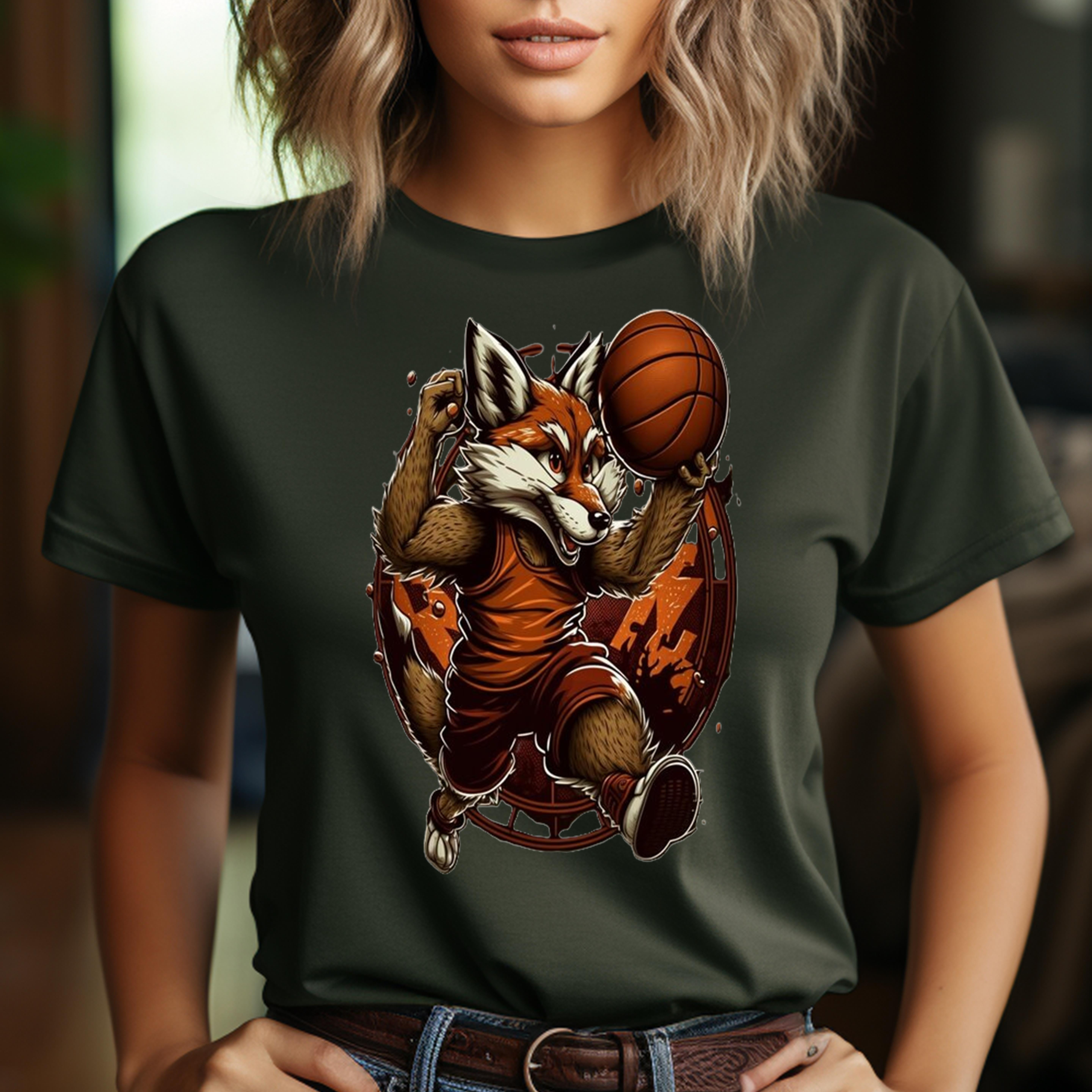 Cartoon Fox Basketball Player T-Shirt - Trending Animal Sports Tee ...