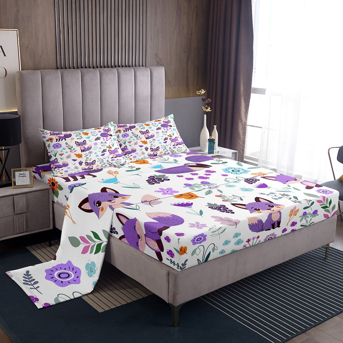 Cartoon Fox Bed Sheets Set Woodland Animals Sheet Set Twin,Bohemian ...