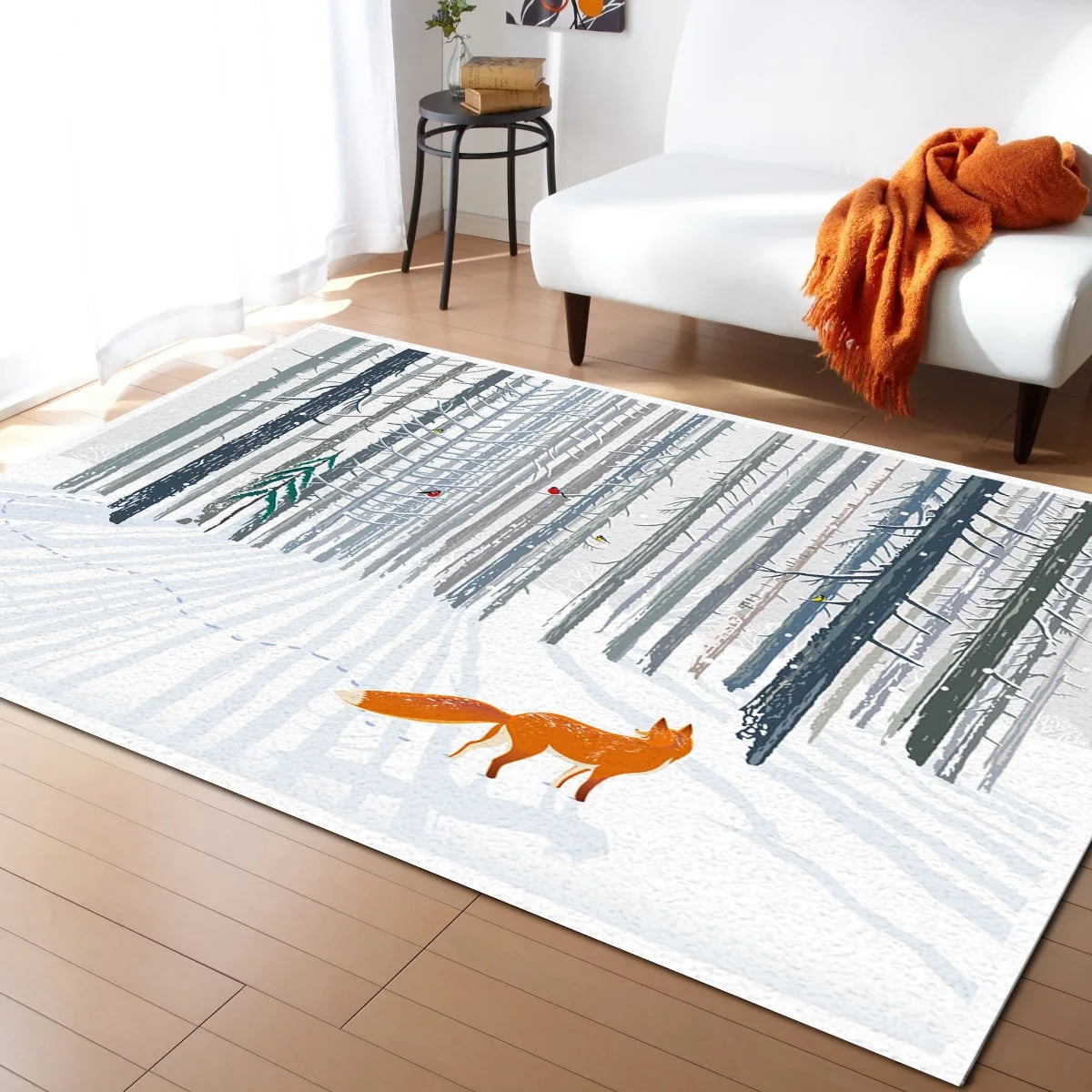 Cartoon Fox Carpet Lovely Wild Animal Mushroom Rug Living Room Floor ...
