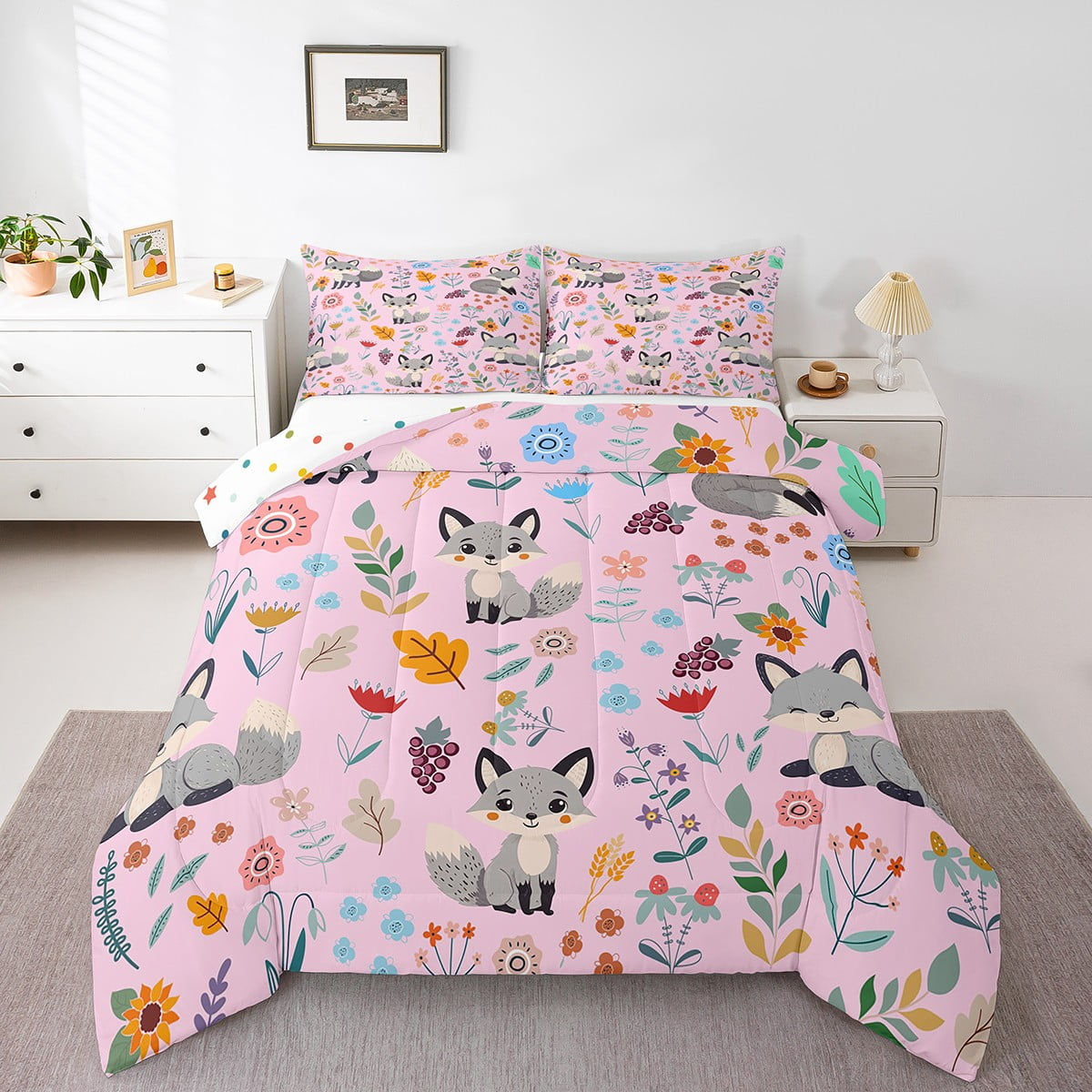 Cartoon Fox Comforter Set Woodland Animals Twin Bedding Sets,Jungle ...
