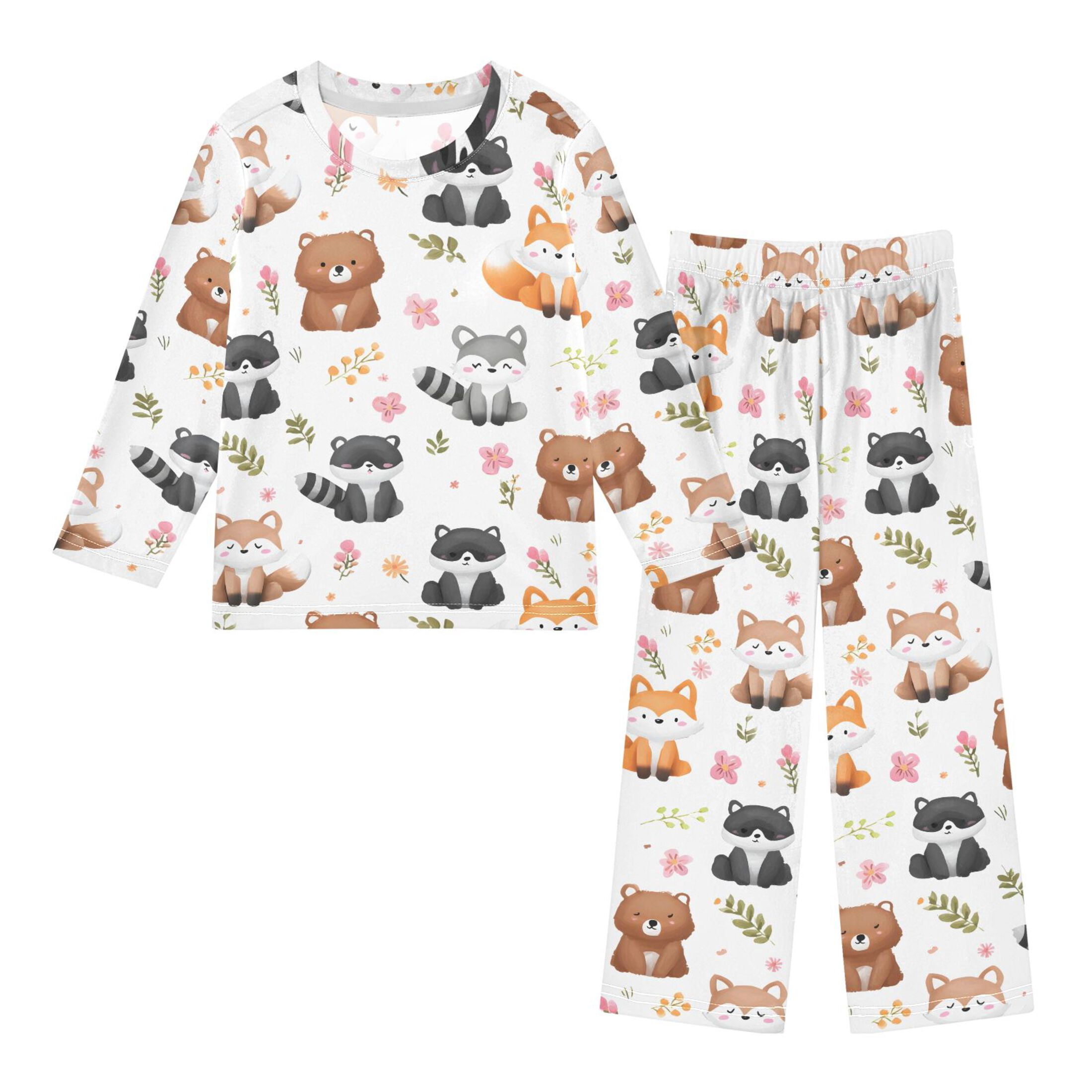 Cartoon Fox Cozy Soft Long Sleeves Top and Pants 2 Piece Cool Pjs ...