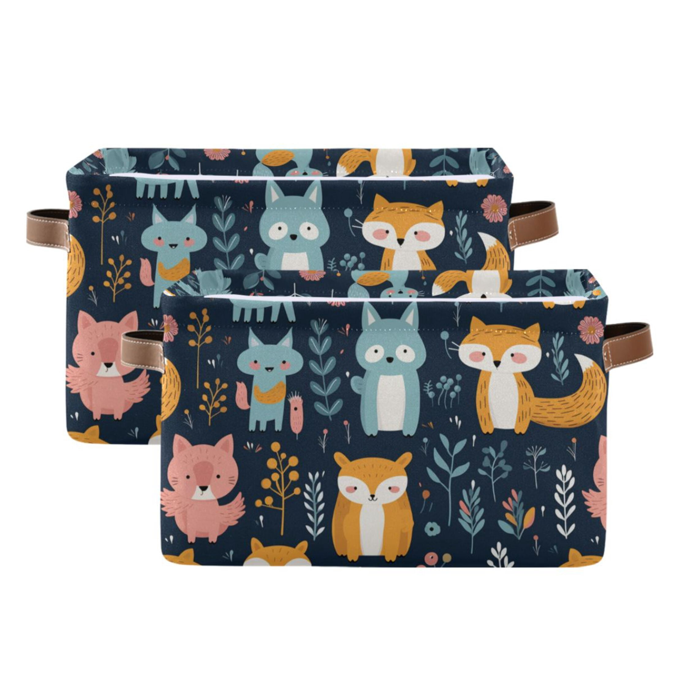 Cartoon Fox Cute Storage Basket Large Foldable Storage Bin Laundry ...