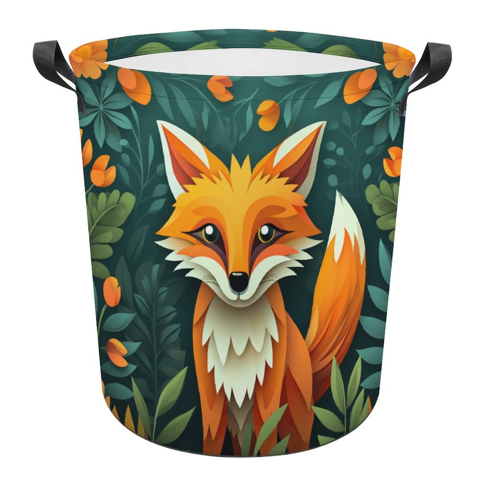 Cartoon Fox Dreamy Print Foldable Laundry Basket for Clothes Storage ...